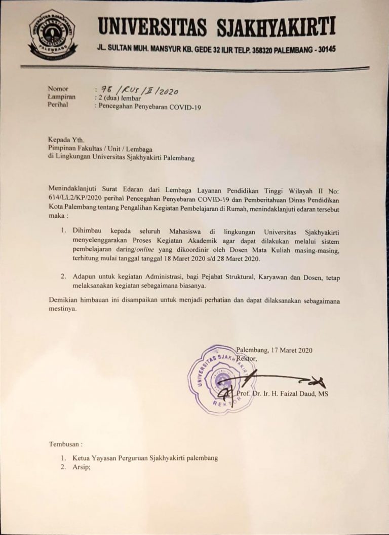 Proses Kegiatan Perkuliahan Terkait Pencegahan Covid-19 – Fakultas ...