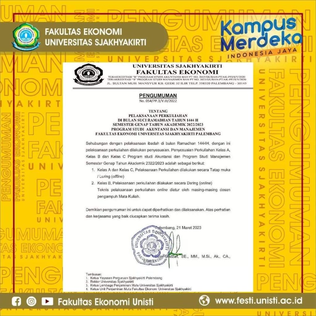 Perkuliahan di Bulan Suci Ramadhan 1444H – Fakultas Ekonomi Universitas ...